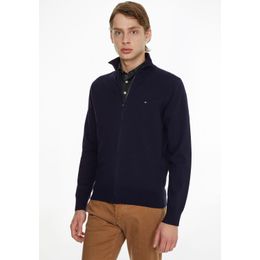 Strickjacke Tommy Hilfiger "1985 ZIP THROUGH" Gr. M (48/50), blau (desert sky) Herren Strickjacken mit Rippbündchen