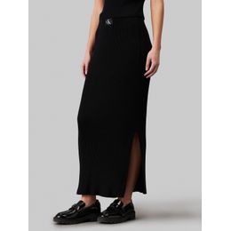 Sweatrock Calvin Klein Jeans "WOVEN LABEL SWEATER SKIRT" Gr. L (40), schwarz (ck black) Damen Röcke mit Logopatch