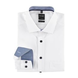 Businesshemd OLYMP "Luxor modern fit" Gr. 47, N-Gr, bunt (weiß, blau, kontrastfarbene details) Herren Hemden Langarm knitter- und bügelfrei