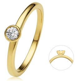 Diamantring ONE ELEMENT "0.15 ct Diamant Brillant Zarge Ring aus 585 Gelbgold" Fingerringe Gr. 48, Gelbgold 585-Diamanten, goldfarben (gold) Damen Gold Schmuck Zarge