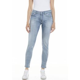 5-Pocket-Jeans Replay "NEW LUZ" Gr. 27, Länge 30, blau (light blue c42) Damen Jeans Röhrenjeans in Ankle-Länge