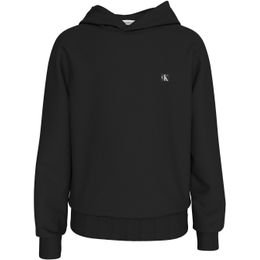 Sweatshirt Calvin Klein Jeans "MONOGRAM MINI BADGE HOODIE" Gr. 10 (140), schwarz (ck black) Jungen Sweatshirts für Kinder bis 16 Jahre