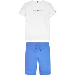 Shirt & Shorts Tommy Hilfiger "ESSENTIAL SET" Gr. 14 (164), blau (blue spell) Jungen KOB Set-Artikel Tommy Hilfiger Kinder bis 16 Jahre, Shirt + Shorts