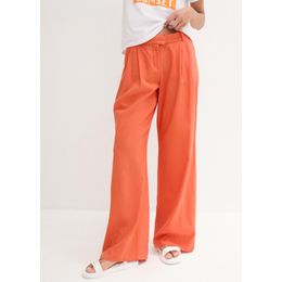 bonprix Palazzo-Hose mit Leinen sehr weit geschnitten, orange, Leinen,Viskose