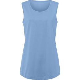 CR&Eacute;ATION L Damen Longtop mit abgerundetem Saum himmelblau + apricot Gr&ouml;&szlig;e 40
