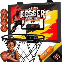 Kesser® Mini-Basketballkorb fürs Zimmer & Büro Tür-Basketballkorb Indoor & Outdoor Basketball-Board für Kinder-Zimmer & Wandmontage Basketballbrett inkl. Ballnetz Pumpe & Ball