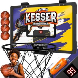 Kesser® Mini-Basketballkorb fürs Zimmer & Büro Tür-Basketballkorb Indoor & Outdoor Basketball-Board für Kinder-Zimmer & Wandmontage Basketballbrett inkl. Ballnetz Pumpe & Ball