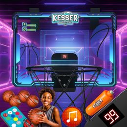 Kesser® Mini-Basketballkorb fürs Zimmer & Büro Tür-Basketballkorb Indoor & Outdoor Basketball-Board für Kinder-Zimmer & Wandmontage Basketballbrett inkl. Ballnetz Pumpe & Ball