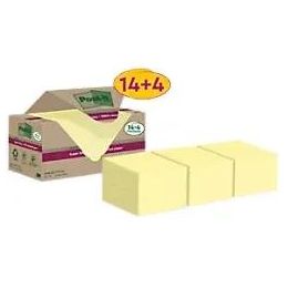 Post-it Super Sticky Recycelte Haftnotizen 76 x 76 mm Kanariengelb 70 Blatt Vorteilspackung 14 + 4 Gratis