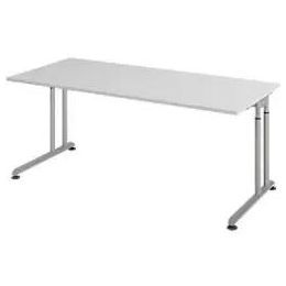 Hammerbacher Höhenverstellbar Sitz-Stehschreibtisch Rechteckig Metall, Holz Silber C-Fuß 1,800 x 800 x 820 mm