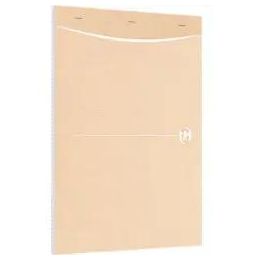 Oxford Notizblock DIN A4 Quadrille Geheftet Oben gebunden Pappkarton Softcover Braun Perforiert 160 Seiten