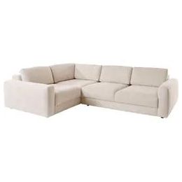 Ecksofa Places of Style "Bloomfield, L-Form" Sofas Gr. B/H/T: 224cm x 84cm x 304cm, Struktur, langer Schenkel rechts, XXL ohne Sitztiefenverstellung, beige extra tiefe Sitzfläche, wahlweise mit Sitztiefenverstellung