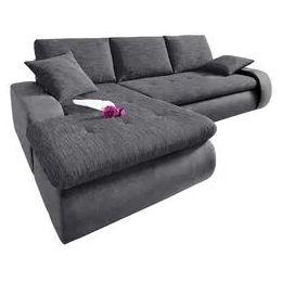 Ecksofa Trendmanufaktur "Indie, L-Form" Sofas Gr. B/H/T: 246cm x 86cm x 155cm, Microfaser PRIMABELLE-Struktur, Recamiere links, mit Bettfunktion-XL, grau (anthrazit/anthrazit/grau) wahlweise XL oder XXL