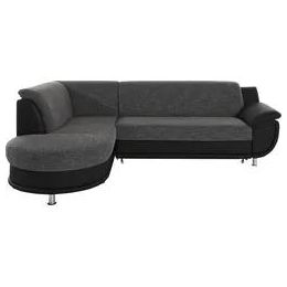 Ecksofa Trendmanufaktur "Rondo 3, L-Form" Sofas Gr. B/H/T: 265cm x 85cm x 190cm, Kunstleder SOFTLUX-Struktur, Ottomane links, mit Federkern, mit Bettfunktion, schwarz-weiß (schwarz, schwarz, weiß) mit Ottomane und Federkern, wahlweise Bettfunktion