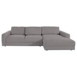 Ecksofa Places of Style "Bloomfield, L-Form" Sofas Gr. B/H/T: 303cm x 84cm x 176cm, Struktur, mega-Recamiere rechts, XXL mit Sitztiefenverstellung, grau extra tiefe Sitzfläche, wahlweise mit Sitztiefenverstellung