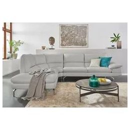 Ecksofa Calia italia "Dave, italienisches Designsofa L-Form, erstklassiger Sitzkomfort" Sofas Gr. B/H/T: 297cm x 87cm x 97cm, Leder SORRENTO, Ottomane links, grau Ottomane wahlweise links oder rechts, in zwei tollen Lederqualitäten