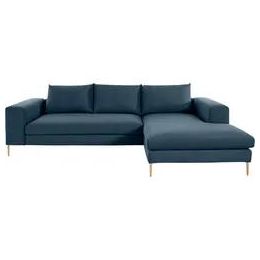 Polsterecke OTTO products "Finnja, L-Form" Sofas Gr. B/H/T: 277 cm x 83 cm x 170 cm, Luxus-Microfaser mit Prägung, Recamiere rechts, ohne Schlaffunktion-ohne Bettkasten, blau (dunkelblau) XXL-Ecksofa Sofas