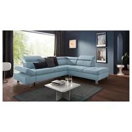 Ecksofa exxpo - SOFA FASHION "Fiji, L-Form" Sofas Gr. B/H/T: 272cm x 98cm x 232cm, Webstoff, Ottomane rechts, Ohne Bettfunktion, blau mit Kopf- bzw. Rückenverstellung, wahlweise Bettfunktion