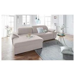 Ecksofa exxpo - SOFA FASHION "Kyoto, inkl. Kopfteil- und Armteilverstellung, hoher Sitzkomfort" Sofas Gr. B/H/T: 278cm x 98cm x 165cm, Struktur, Recamiere links, Ohne Bettfunktion, beige wahlweise mit Bettfunktion und Bettkasten, hochwertige Bezüge, L-Form