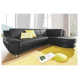 Ecksofa Trendmanufaktur "Rondo, L-Form" Sofas Gr. B/H/T: 265cm x 85cm x 190cm, Kunstleder SOFTLUX, Ottomane rechts, mit Federkern, ohne Bettfunktion, schwarz wahlweise mit Federkern, Bettfunktion