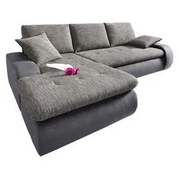 Ecksofa Trendmanufaktur "Indie, L-Form" Sofas Gr. B/H/T: 246cm x 86cm x 155cm, Luxus-Microfaser ALCAZAR-Struktur, Recamiere links, mit Bettfunktion-XL, schwarz-weiß (anthrazit/weiß/schwarz) wahlweise XL oder XXL