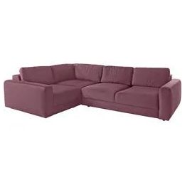 Ecksofa Places of Style "Bloomfield, L-Form" Sofas Gr. B/H/T: 224cm x 84cm x 304cm, Velours, langer Schenkel rechts, XXL ohne Sitztiefenverstellung, rosa (altrosa) extra tiefe Sitzfläche, wahlweise mit Sitztiefenverstellung