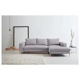 Polsterecke OTTO products "Finnja, L-Form" Sofas Gr. B/H/T: 297 cm x 83 cm x 170 cm, Luxus-Microfaser mit Prägung, Recamiere rechts, XL-Breite-mit Bettfunktion-mit Bettkasten, silberfarben XXL-Ecksofa Sofas