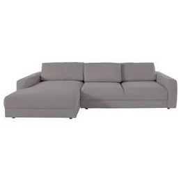 Ecksofa Places of Style "Bloomfield, L-Form" Sofas Gr. B/H/T: 303cm x 84cm x 176cm, Struktur, mega-Recamiere links, XXL mit Sitztiefenverstellung, grau extra tiefe Sitzfläche, wahlweise mit Sitztiefenverstellung