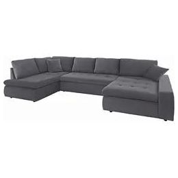 Wohnlandschaft Trendmanufaktur "Indie II, tolle Detailverarbeitung, bequem und komfortabel im Sitz" Sofas Gr. B/H/T: 335cm x 86cm x 179cm, Luxus-Microfaser, Recamiere rechts, ohne Bettfunktion, grau (anthrazit) wahlweise mit Bettfunktion, U-Form