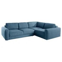 Ecksofa Places of Style "Bloomfield, L-Form" Sofas Gr. B/H/T: 304cm x 84cm x 224cm, Struktur grob, langer Schenkel links, XXL ohne Sitztiefenverstellung, blau (tepestry) extra tiefe Sitzfläche, wahlweise mit Sitztiefenverstellung