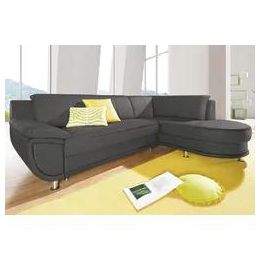 Ecksofa Trendmanufaktur "Rondo, L-Form" Sofas Gr. B/H/T: 265cm x 85cm x 190cm, Microfaser PRIMABELLE, Ottomane rechts, mit Federkern, mit Bettfunktion, grau (anthrazit) wahlweise mit Federkern, Bettfunktion