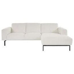 Ecksofa Andas "Lungre, L-Form" Sofas Gr. B/H/T: 280 cm x 82 cm x 163 cm, Bouclé, Recamiere rechts, Ecksofa XXL, weiß (warm white) in verschiedenen Größen, extra hohe Füße aus Metall