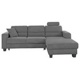 Ecksofa Trendmanufaktur "Chamber, L-Form" Sofas Gr. B/H/T: 247cm x 85cm x 165cm, Strukturstoff, Recamiere rechts, Ohne Schlaffunktion, grau (silbergrau) inklusive einer Kopfstütze, wahlweise mit Schlaffunktion