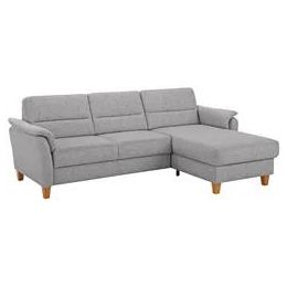 Ecksofa Home Affaire "Palmera L-Form" Sofas Gr. B/H/T: 244cm x 89cm x 163cm, Struktur, Recamiere rechts, mit Bettfunktion-mit Bettkasten, silberfarben (silber) Federkern, wahlweise mit Bettfunktion und mitohne Bettkasten