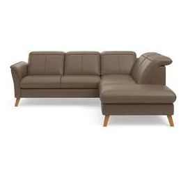 Sit & More Ecksofa SIT & MORE "Romero L-Form" Sofas Gr. B/H/T: 250 cm x 91 cm x 220 cm, Luxus-Microfaser Lederoptik, Ottomane rechts, ohne Federkern-ohne Kopfteilverstellung-ohne Bettfunktion-ohne Stauraum-ohne TV-motorisch, braun (coffee) wahlweise mit oder ohne TV-Funktion, Bettfunktion, Bettkasten