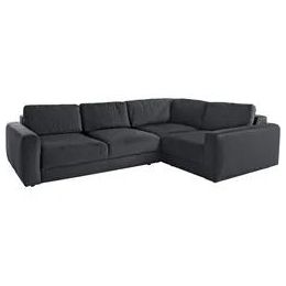 Ecksofa Places of Style "Bloomfield, L-Form" Sofas Gr. B/H/T: 304cm x 84cm x 224cm, Velours, langer Schenkel links, XXL ohne Sitztiefenverstellung, grau (anthrazit) extra tiefe Sitzfläche, wahlweise mit Sitztiefenverstellung