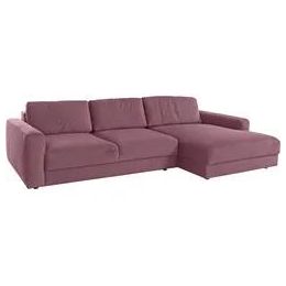 Ecksofa Places of Style "Bloomfield, L-Form" Sofas Gr. B/H/T: 303cm x 84cm x 176cm, Velours, mega-Recamiere rechts, XXL ohne Sitztiefenverstellung, rosa (altrosa) extra tiefe Sitzfläche, wahlweise mit Sitztiefenverstellung