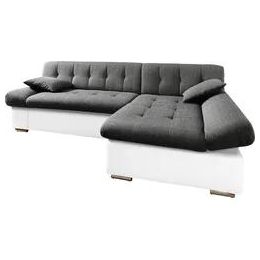 Ecksofa Trendmanufaktur "Reggae, modern und bequem, aktueller Materialmix, L-Form" Sofas Gr. B/H/T: 237cm x 78cm x 94cm, Kunstleder SOFTLUX-Struktur, Recamiere rechts, ohne Bettfunktion, grau (weiß, anthrazit) inkl. verstellbare Armlehne, wahlweise mit Bettfunktion