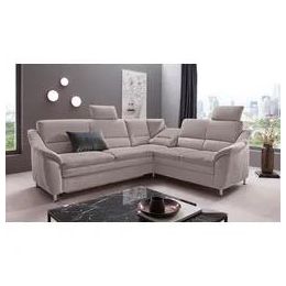 Ecksofa Places of Style "Cardoso L-Form", grau, B:249cm H:90cm T:209cm, Luxus-Microfaser Lederoptik (100% Polyester), Luxus-Microfaser (100% Polyester), Luxus-Microfaser ALTARA NUBUCK (100% Polyester), Struktur (100% Polyester), Sofas, Federkern, wahlweise mit Bett, Schubkasten, teilweise Relaxfunktion