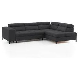 Ecksofa exxpo - SOFA FASHION "Bocco, hochwertige Verarbeitung, toller Sitzkomfort, bequem, L-Form" Sofas Gr. B/H/T: 276cm x 75cm x 203cm, Samtvelours, Ottomane rechts, mit Bettfunktion-mit Bettkasten, grau (taupe) wahlweise mit Bettfunktion u. Bettkasten, inkl. Kopfteilverstellung