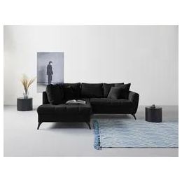 Ecksofa Inosign "Lörby L-Form" Sofas Gr. B/H/T: 224 cm x 90 cm x 191 cm, Struktur weich, Ottomane links, Struktur weich, schwarz Belastbarkeit bis 140kg pro Sitzplatz, auch mit Aqua clean-Bezug