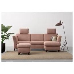 Ecksofa Home Affaire "Trelleborg L-Form" Sofas Gr. B/H/T: 249 cm x 86 cm x 162 cm, Feincord, Recamiere rechts, mit Bettfunktion-mit Bettkasten, rosa (altrosa) wahlweise mit Bettfunktion und Bettkasten, inkl. Federkern-Polsterung