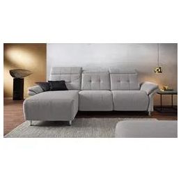 Ecksofa Places of Style "Manhattan L-Form" Sofas Gr. B/H/T: 270cm x 102cm x 168cm, Struktur, Recamiere links, grau 2 Sitze mit elektrischer Relaxfunktion, verstellbare Armlehnen