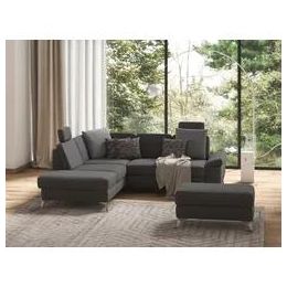 Sit & More Ecksofa SIT & MORE "Padua L-Form", grau (dunkelgrau), B:276cm H:89cm T:228cm, Sofas, inklusive Sitztiefenverstellung, Armteilfunktion und Federkern