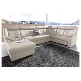 Sit & More Wohnlandschaft SIT & MORE "Basel U-Form" Sofas Gr. B/H/T: 315cm x 98cm x 210cm, Luxus-Microfaser ALTARA NUBUCK, Recamiere links, mit Relaxfunktion, beige (natur) wahlweise mit Relaxfunktion