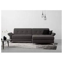 Ecksofa Inosign "Maredo L-Form" Sofas Gr. B/H/T: 284 cm x 89 cm x 179 cm, Luxus-Microfaser Euphoria, mega-Recamiere rechts, ohne Kopfteilverstellung, ohne Armteilfunktion, grau (fango) Federkern, wahlweise auch mit Kopfteil- und Armlehnverstellung