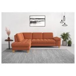 Sit & More Ecksofa SIT & MORE "Westham L-Form" Sofas Gr. B/H/T: 261cm x 88cm x 179cm, Struktur weich, Ottomane links, ohne Federkern-ohne Bettfunktion-ohne Armteilverstellung-ohne Sitztiefenverstellung-ohne Stauraum, orange (terra) mit Ottomane, oder ohne Bettfunktion, Bettkasten, Verstellung