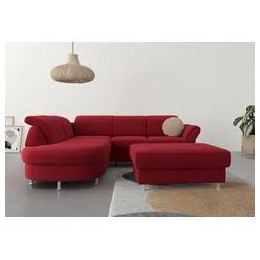 Sit & More Ecksofa SIT&MORE "Apulia L-Form" Sofas Gr. B/H/T: 250 cm x 78 cm x 212 cm, Samtoptik, langer Schenkel rechts, mit Bettfunktion-mit Bettkasten-mit Armteilverstellung-mit Kopfteilverstellung, rot wahlweise Bettfunktion, Bettkasten und Kopf- Armteilverstellung