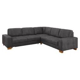 Ecksofa Home Affaire "Puccini L-Form" Sofas Gr. B/H/T: 276cm x 86cm x 271cm, Luxus-Microfaser Vintageoptik, mit Bettfunktion-ohne Schubladen, grau (anthrazit) mit Federkern, Sitztiefenverstellung, Kontrastnaht