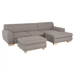 Ecksofa Home Affaire "Nika L-Form" Sofas Gr. B/H/T: 277cm x 84cm x 84cm, Struktur fein, Recamiere rechts, ohne Bettfunktion, silberfarben (silber) Polsterecke, Struktur fein oder MelroseStruktur, mit Bettfunktion